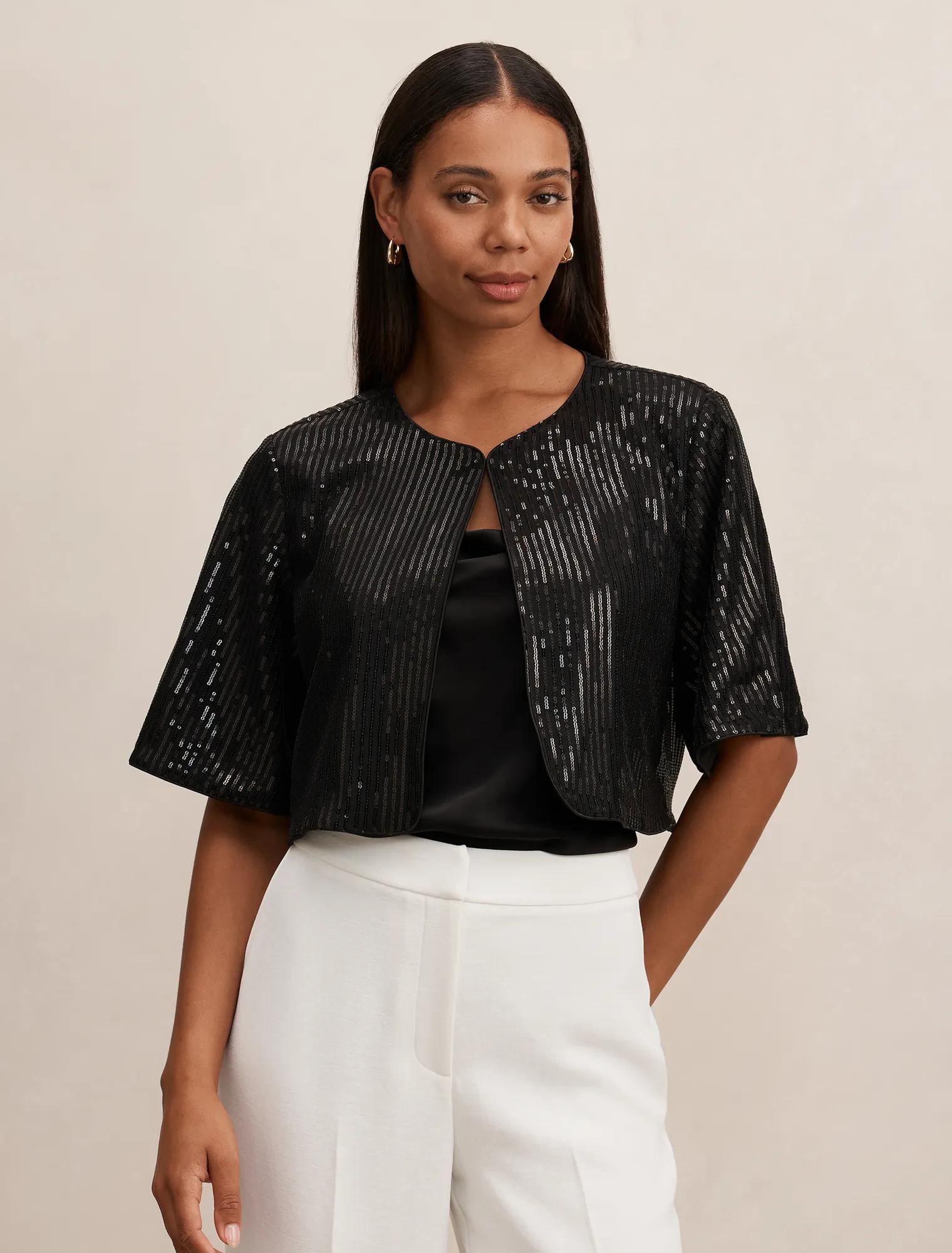 Black Capes - Sasha Sequin - Womens Sequin Cape