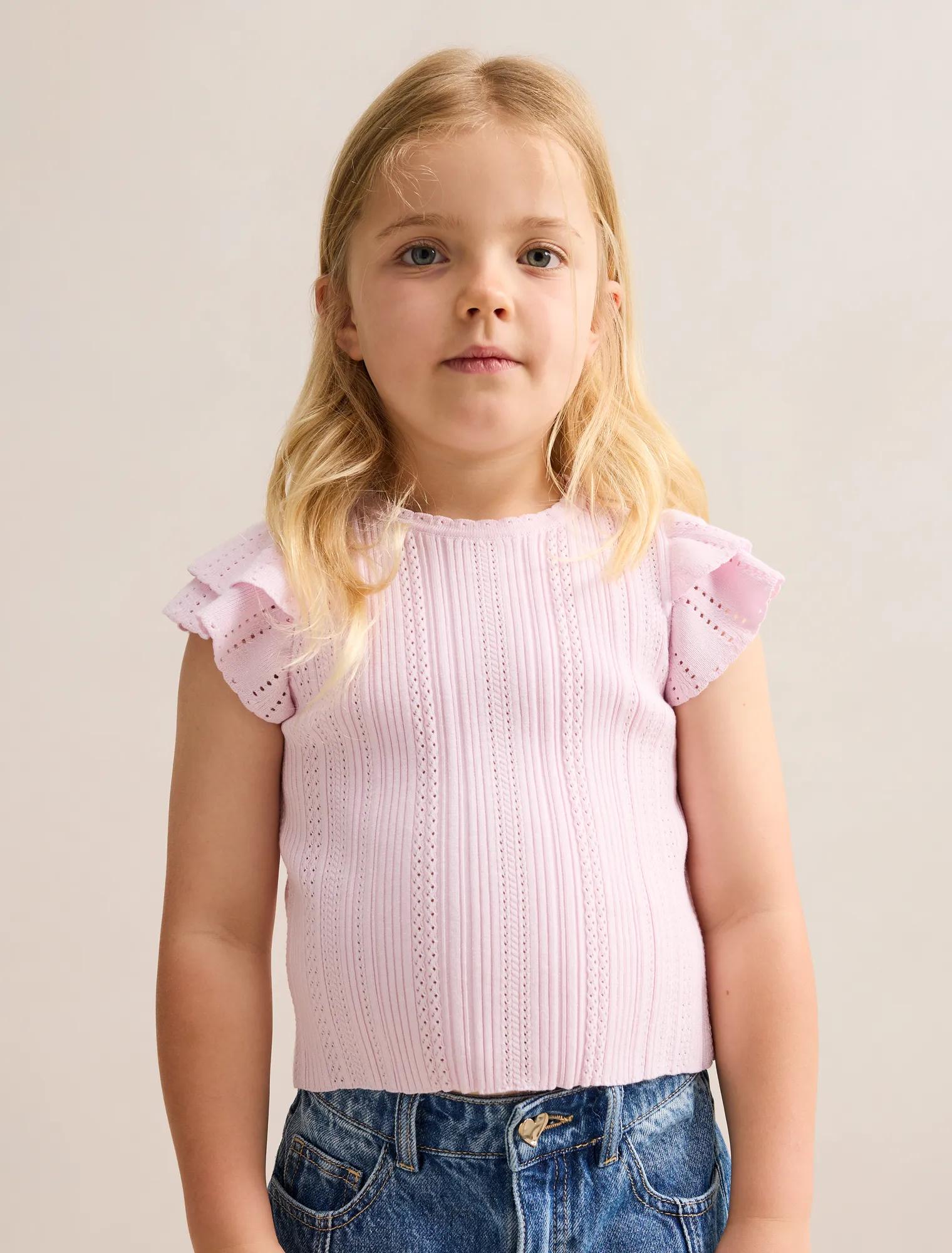 Danielle Girls Flutter Sleeve Knit Top in Pink - 2 to 10 Years - Girls ...