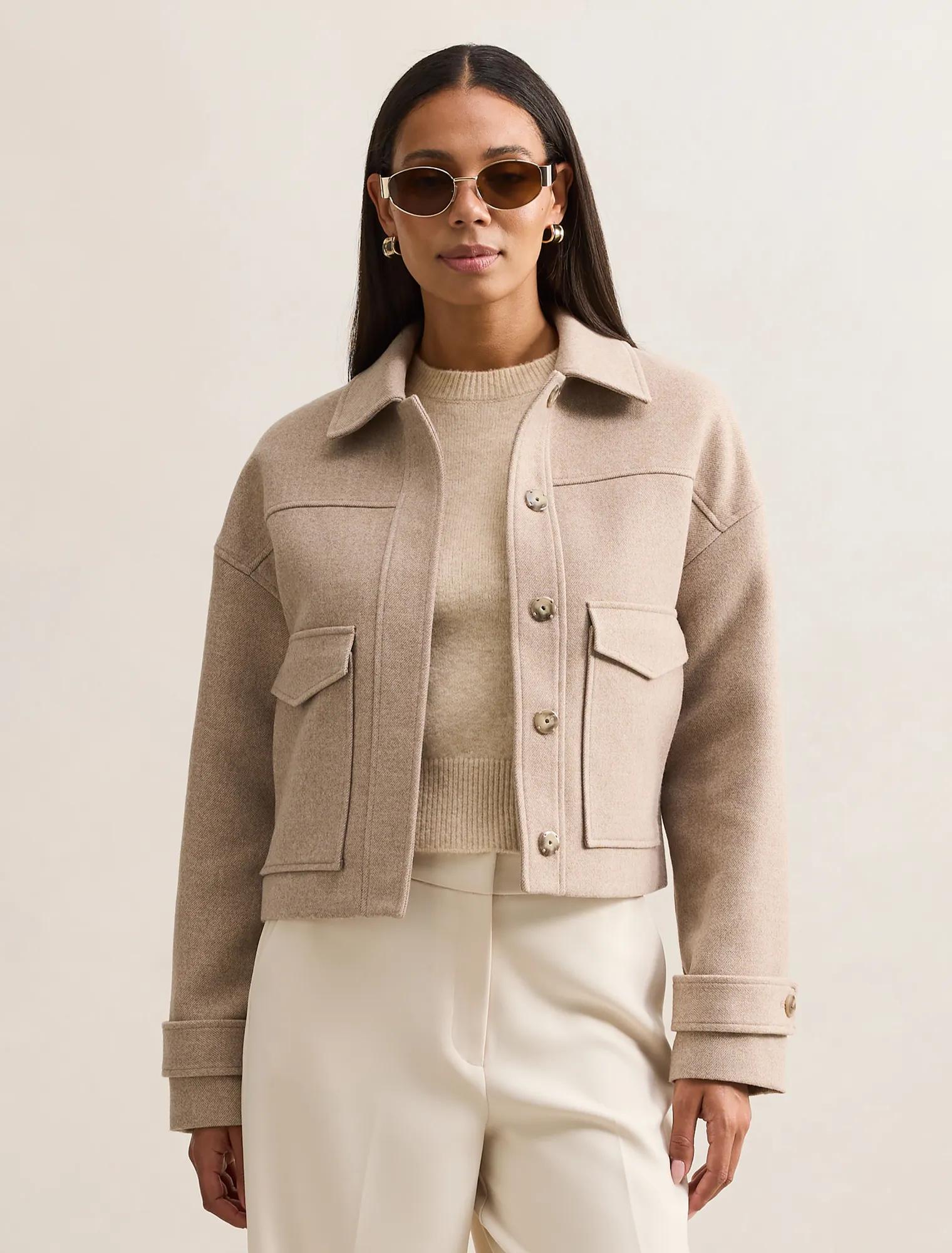 Womens Jackets NZ | Black & White Cropped Suede Jacket