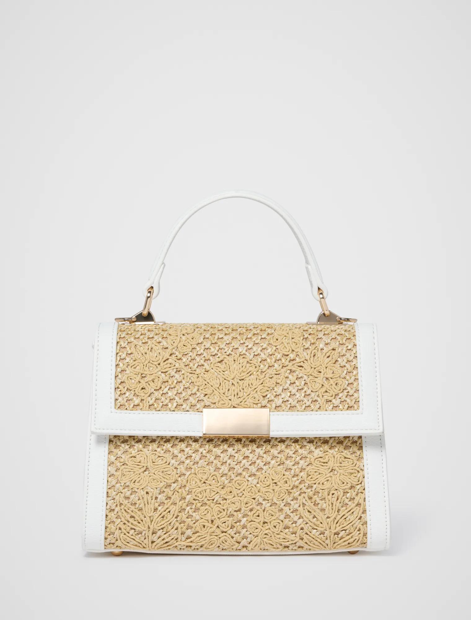 Fiora Floral Crochet Top Handle Bag in Cream - Womens Handbags