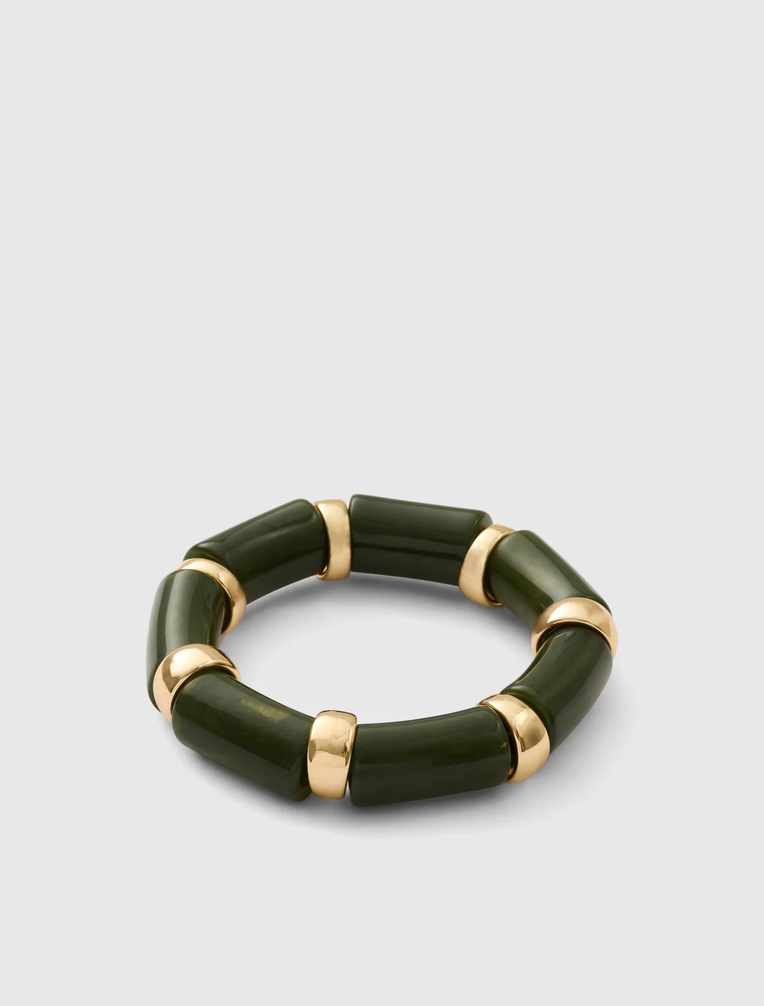 Bonnie Bead Stretch Bangle in Green/Gold - Womens Bead Bangle