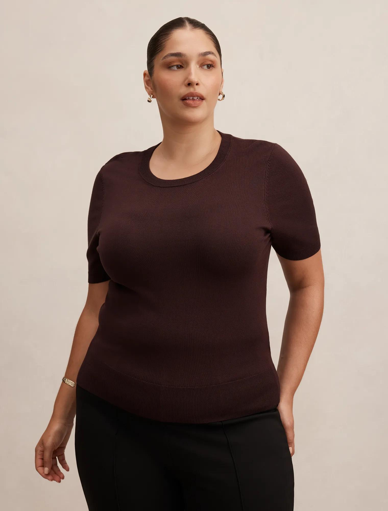 Brown Short Sleeve Tee - Maisie Curve - Size 16 to 24 - Womens Plus ...
