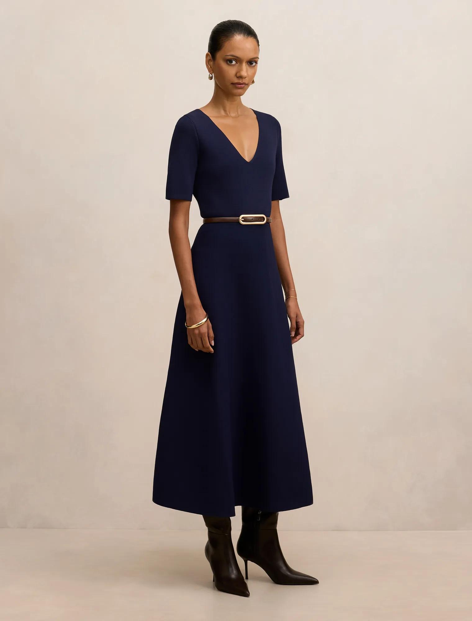 Celia Petite Short Sleeve Midi Dress in Navy - Size 0 to 12 - Womens ...