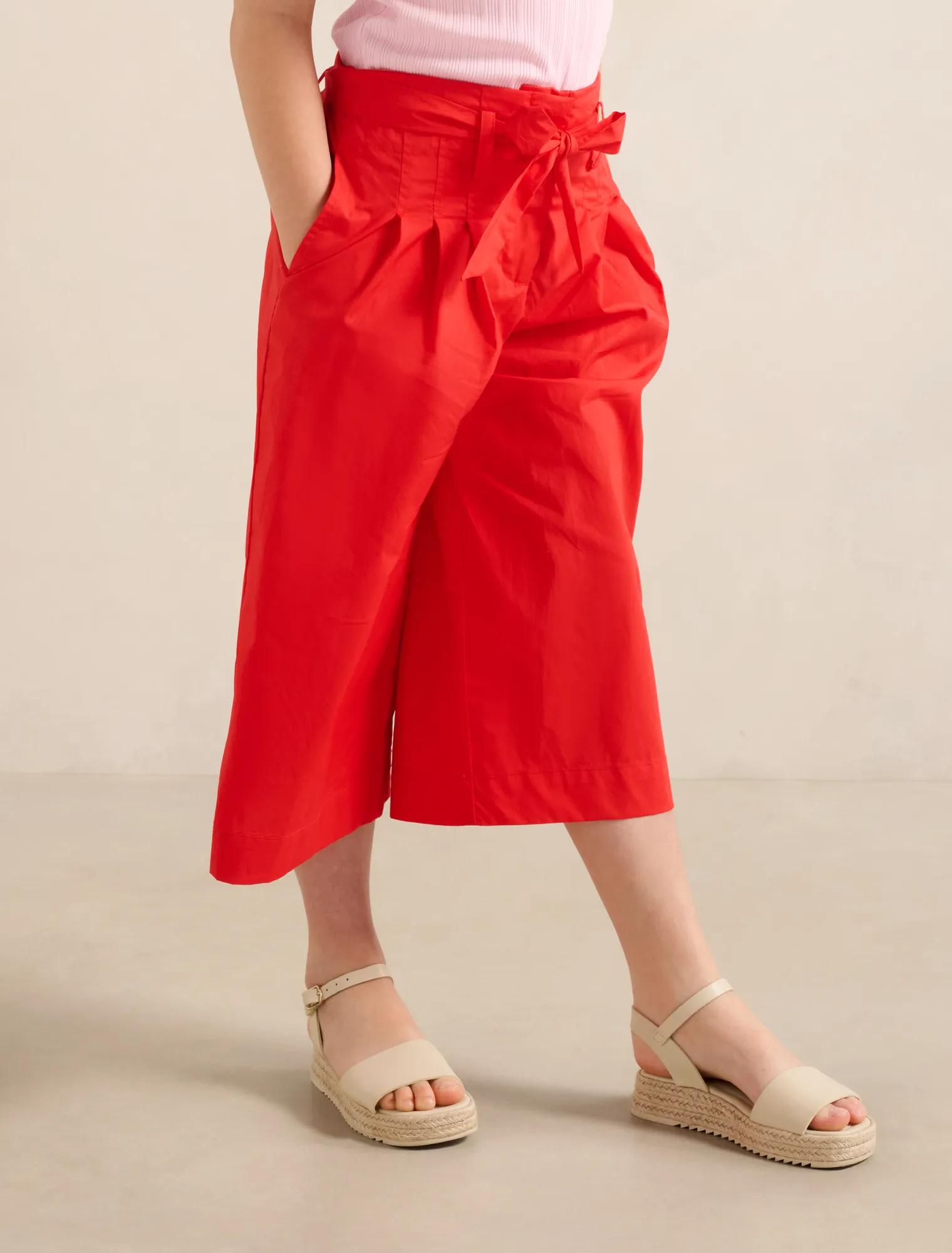 Carly Girls Cropped Pants in Red - 2 to 10 Years - Girls Cropped Pants