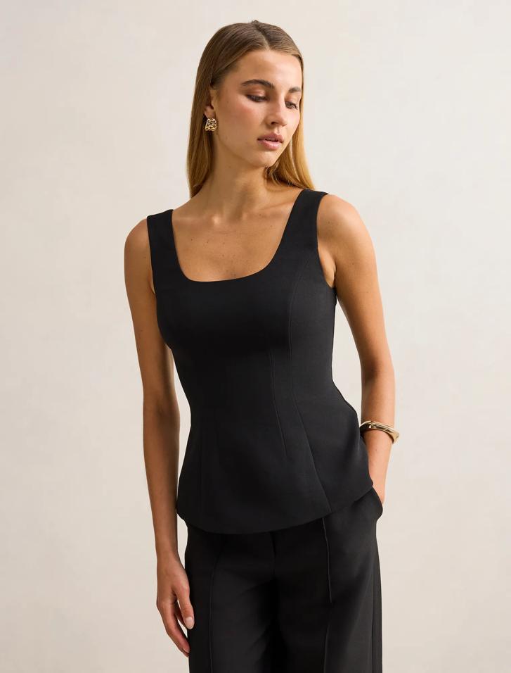 Camila Open Back Top in Black - Size 4 to 16 - Womens Open Back Tops