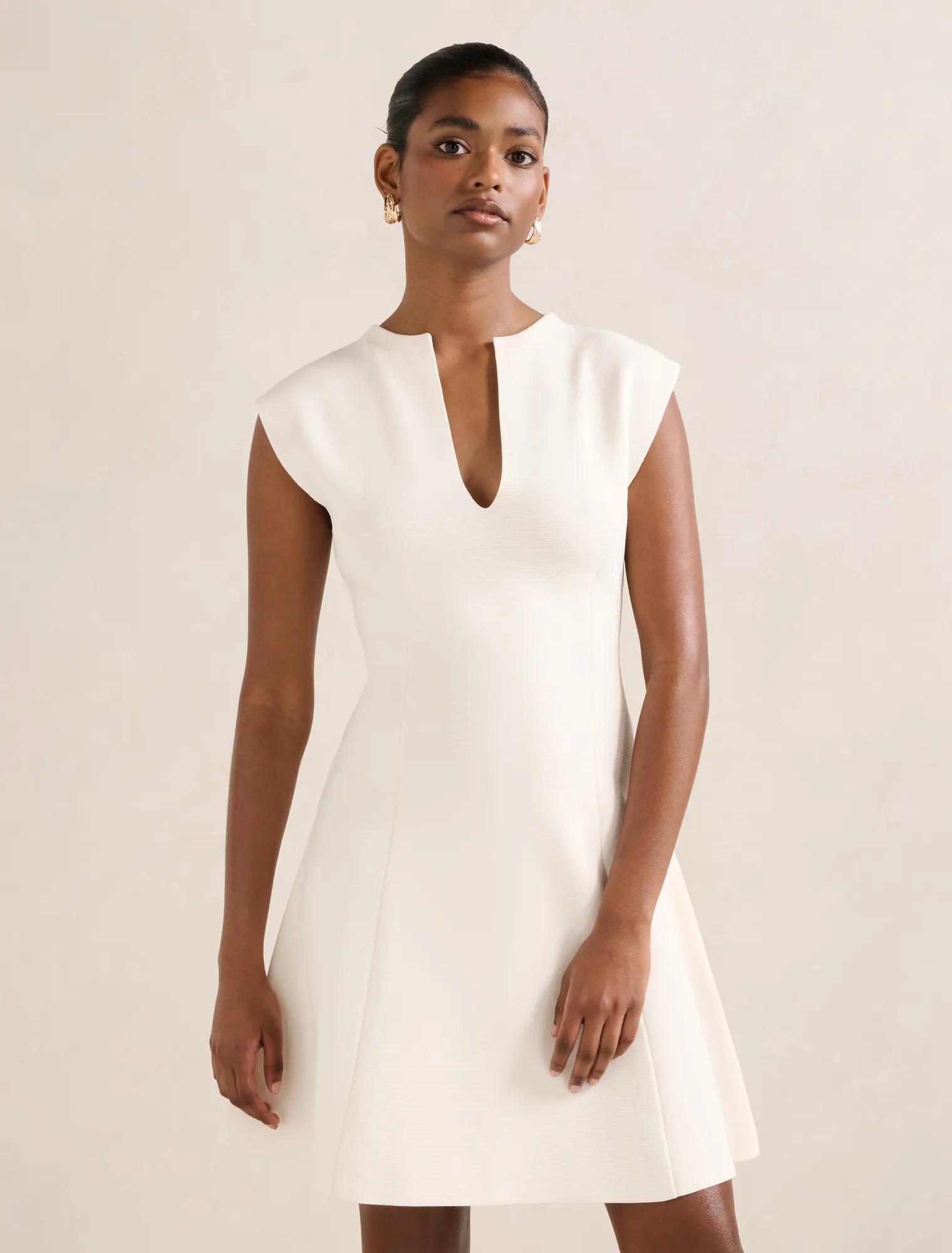 Katerina Petite Crepe Knit Mini Dress in White - Size 4 to 16 - Womens ...