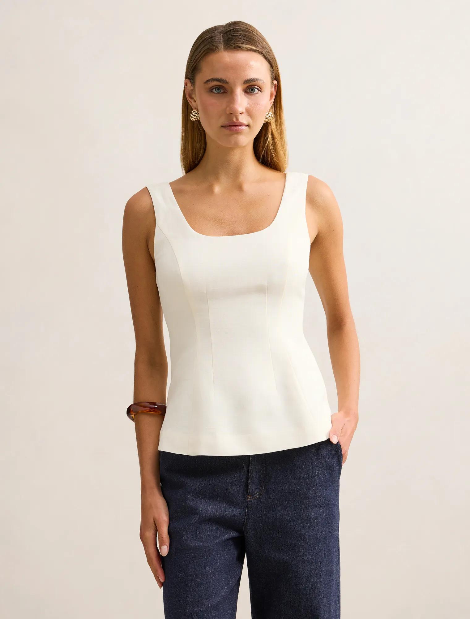 Camila Open Back Top in cream - Size 4 to 16 - Tops for women