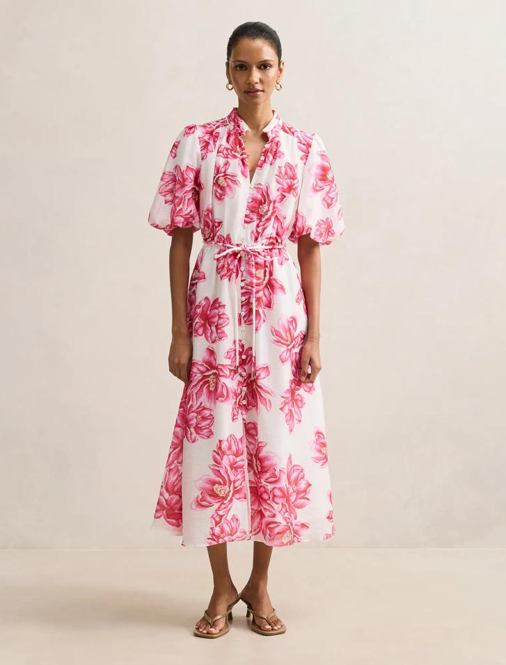 Macey Petite Printed Midi Dress in Pink - Size 0 to 12 - Womens Floral ...