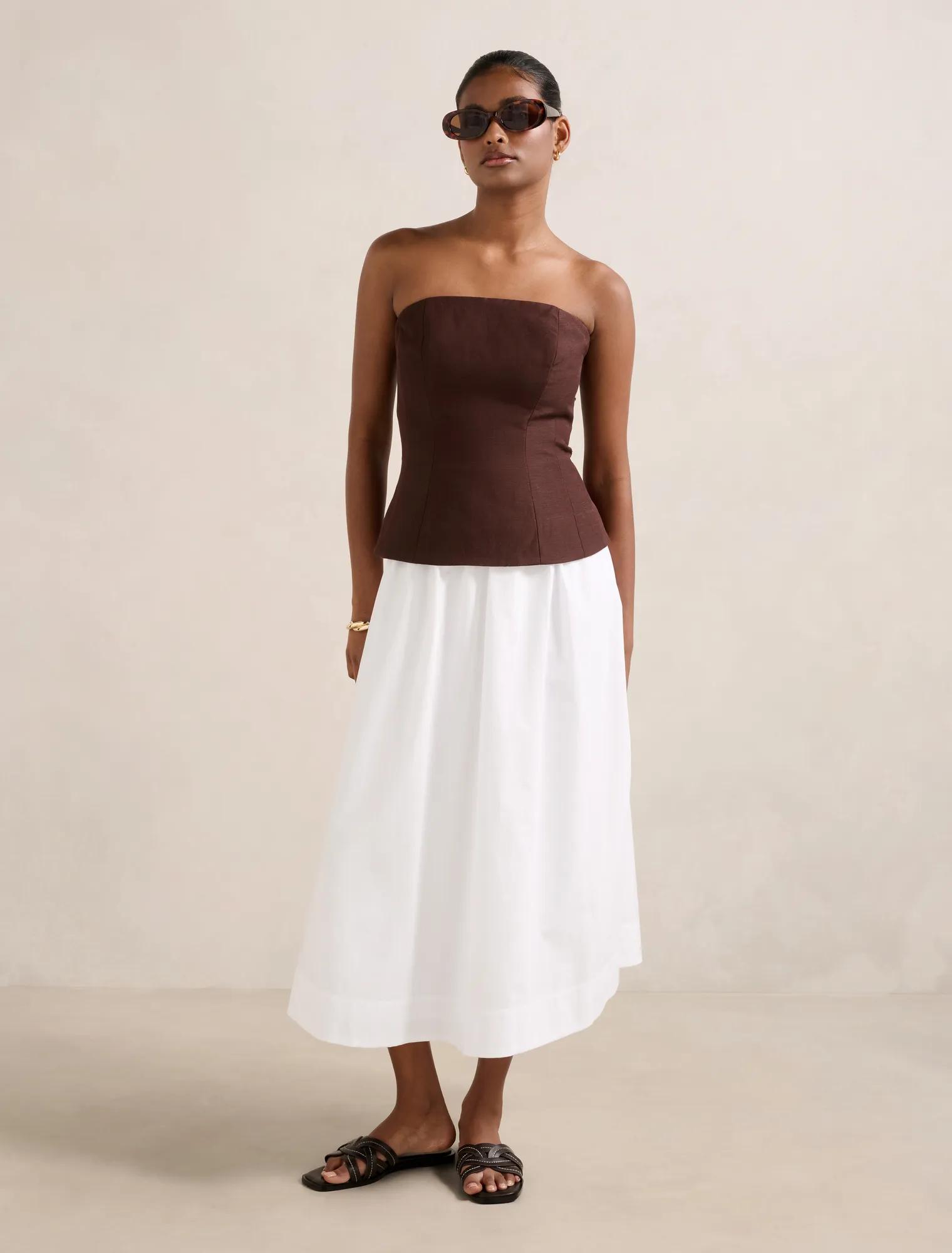 Helena Petite Strapless Midi Dress in Brown - Size 4 to 16 - Womens ...