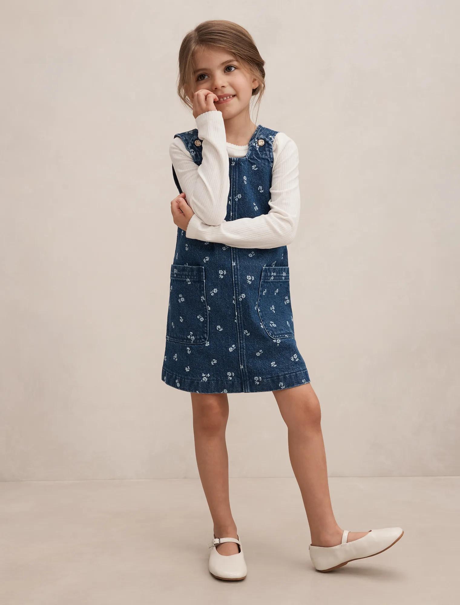 Blue Denim Dress - Adeline Girls Denim Pinafore Dress - 2 to 10 Years ...