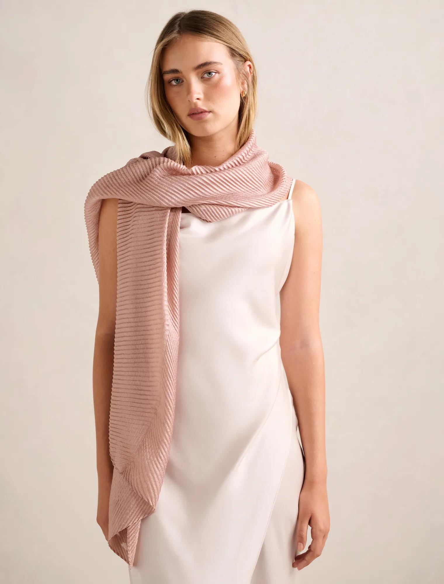 Harriet Pleated Scarf in pink - Womens Scarves