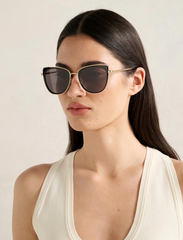 Caroline Cat-eye Metal Frame Sunglasses in black - Womens Sunglasses