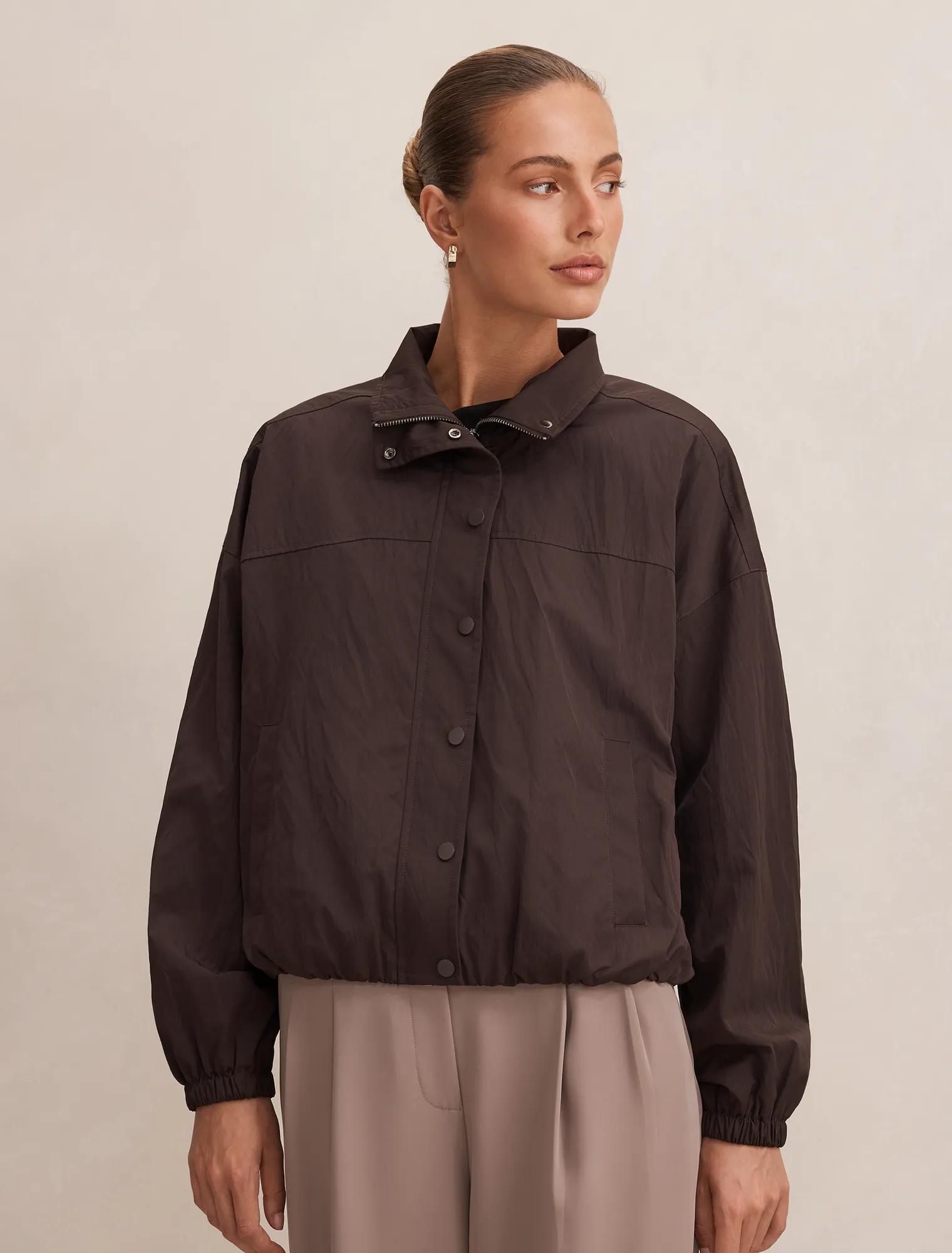 Eliza Windbreaker Jacket in Brown - Size 0 to 12 - Womens Windbreaker ...