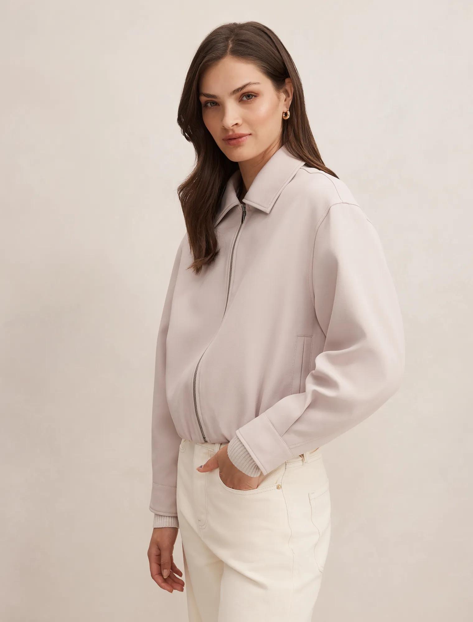 Womens Jackets NZ | Black & White Cropped Suede Jacket